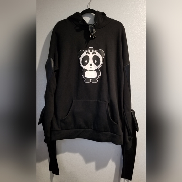 Nicopanda | Tops | Nicopanda Womens Black Logo Panda Hoodie Streetwear ...